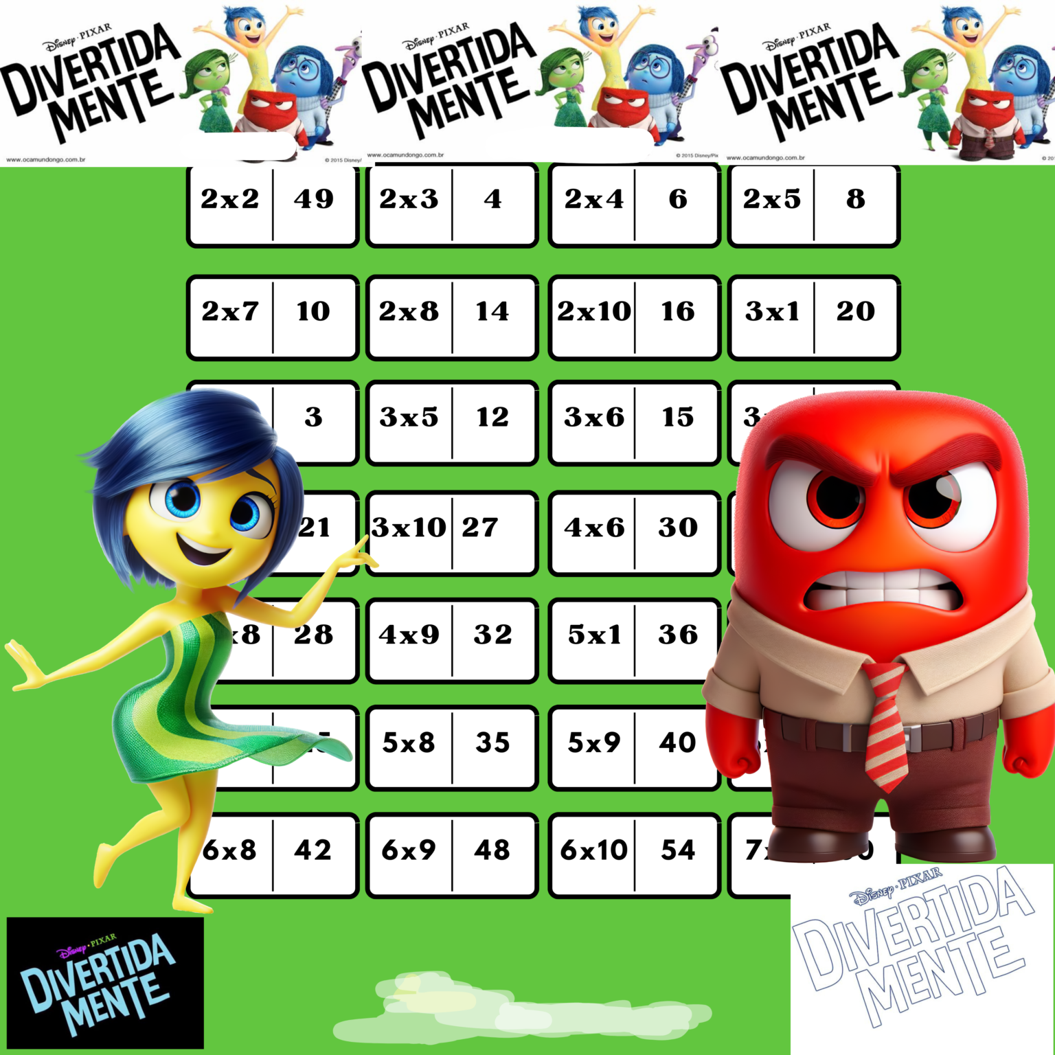 10 Jogos da Tabuada de Multiplicação Divertida Mente – Emoções – Aula ...